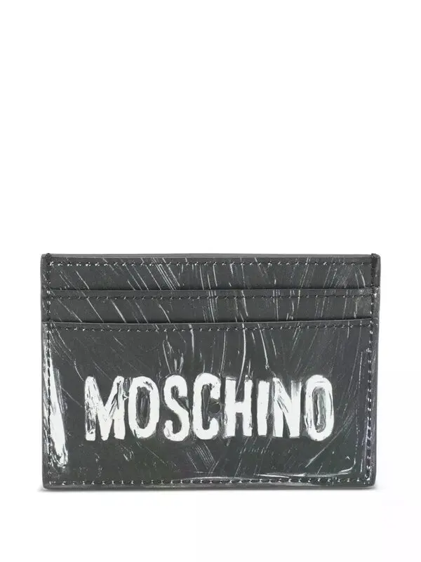 Moschino Logo Leather Card Holder - Black