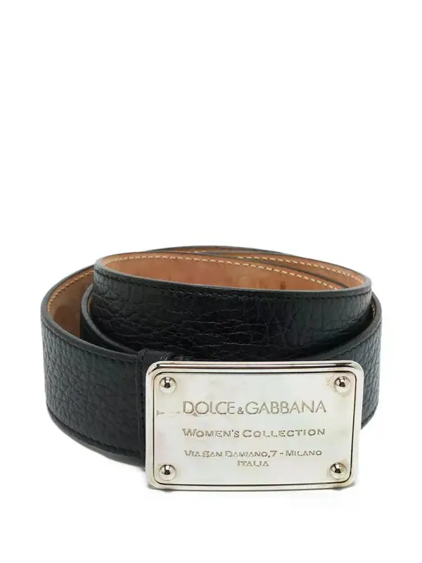 Dolce & Gabbana Logo-plaque Leather Belt - Black