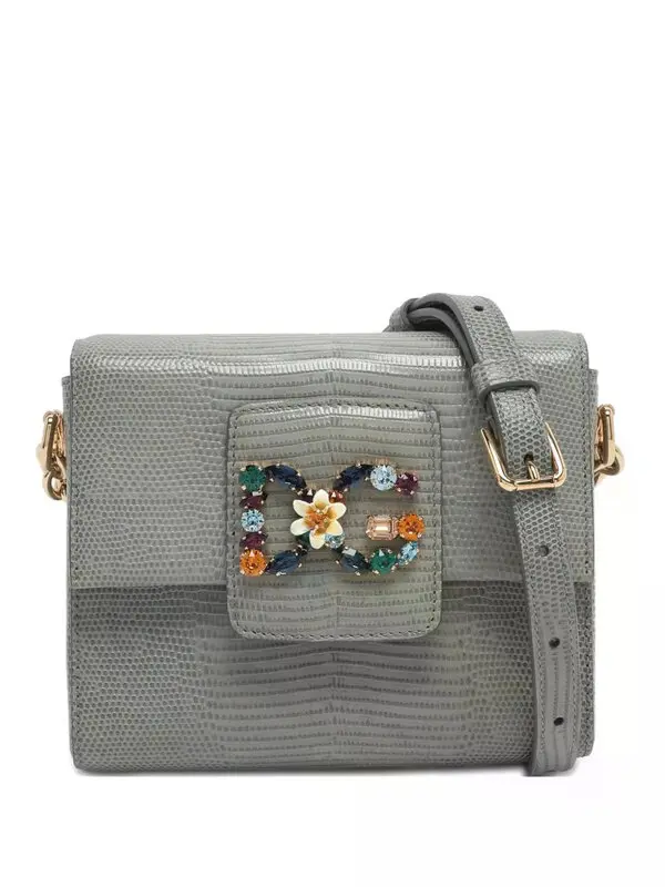 Dolce & Gabbana Millennials Embossed Crystal-logo Mini Bag - Grey