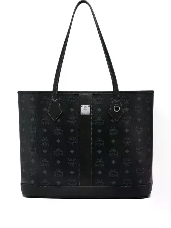 Mcm Logo-plaque Tote Bag - Black