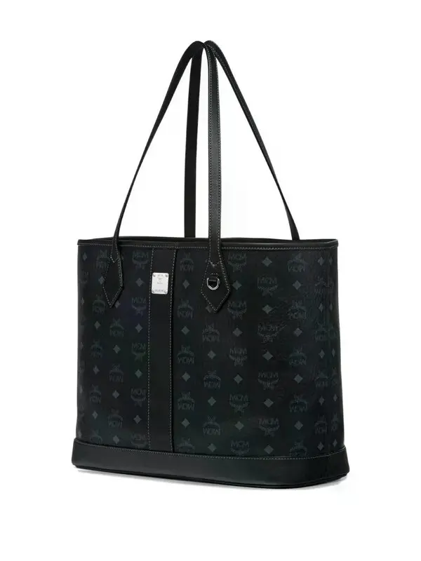 Mcm Logo-plaque Tote Bag - Black