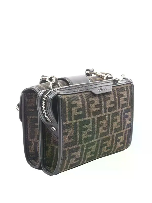 Fendi 2000-2010 Zucca Canvas Double Baguette Crossbody Bag - Brown