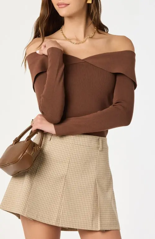 Astr The Label Off-the-shoulder Sweater - Brown