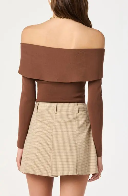 Astr The Label Off-the-shoulder Sweater - Brown