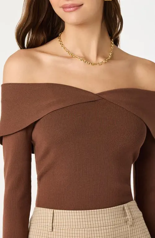 Astr The Label Off-the-shoulder Sweater - Brown