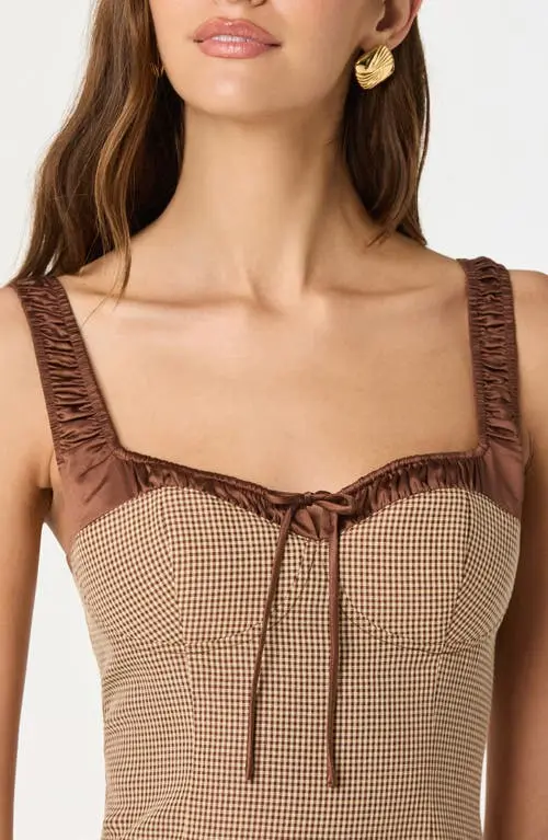 Astr The Label Gingham & Satin Mini Dress