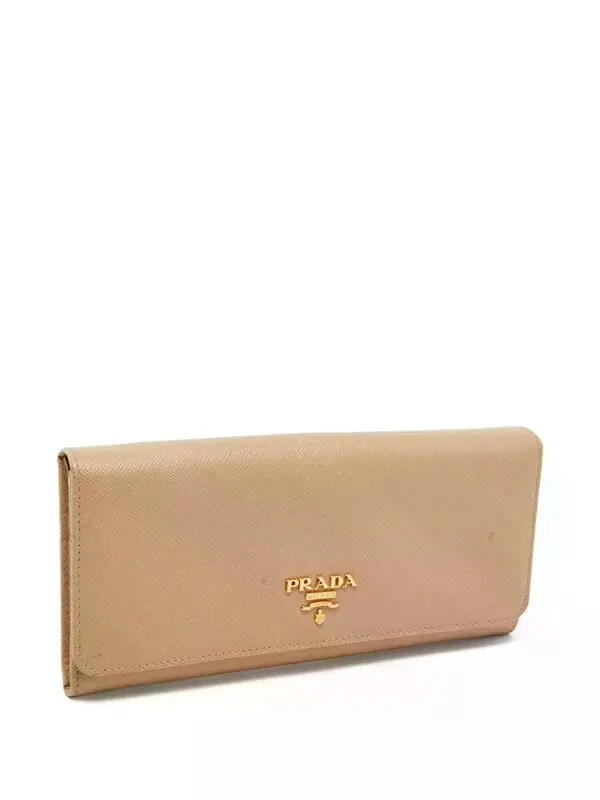 Prada Saffiano Logo-plaque Wallet - Neutrals