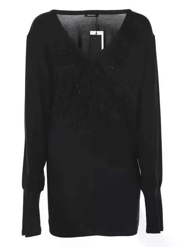 ELENA MIRO` Embellished V-neck Top