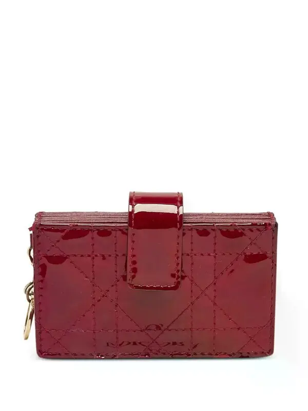 Dior Gusset Leather Card Holder - Red