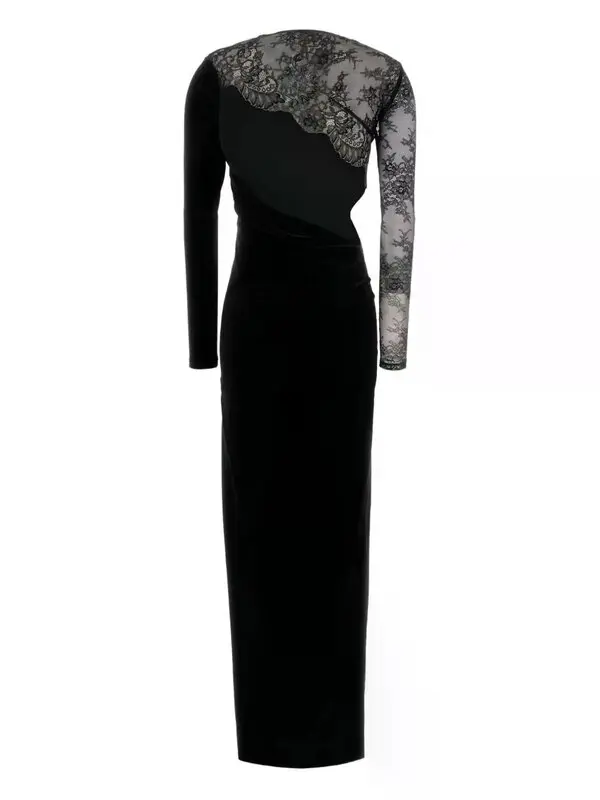fitted lace wedding dress Self-Portrait - Black Rhinestone Lace Maxi Dress main image 1