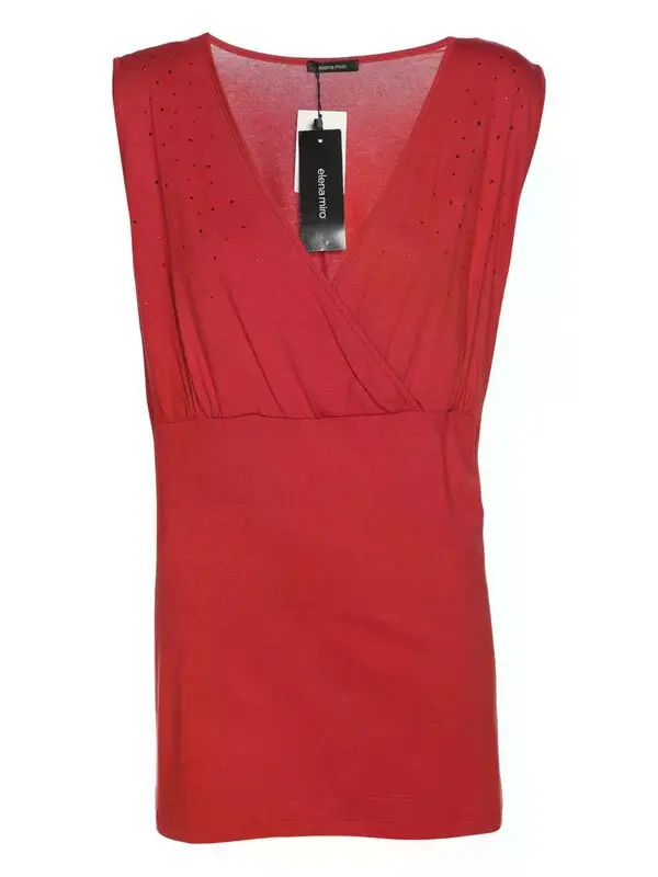 ELENA MIRO` V-neck Top With Crystal Embellishments