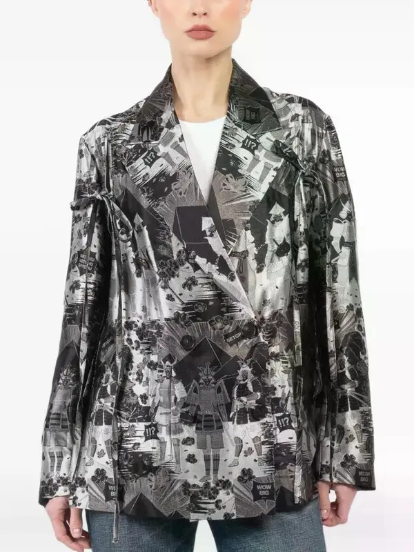 SETCHU Graphic-print Belted Jacket