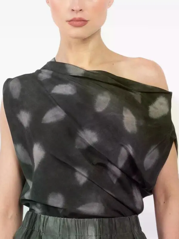 CORTANA Asymmetric-neck Patterned Top