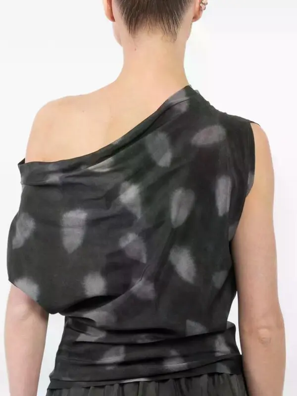 CORTANA Asymmetric-neck Patterned Top