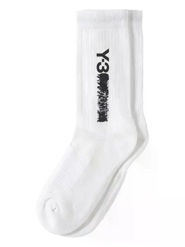Y3 Logo-detail Socks - White