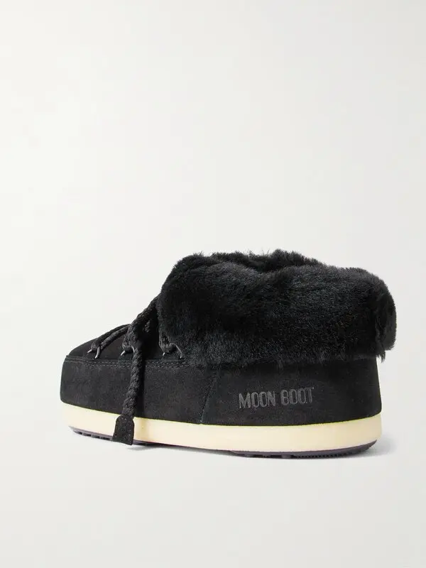 Moon Boot Evx Shearling-trimmed Suede Mules