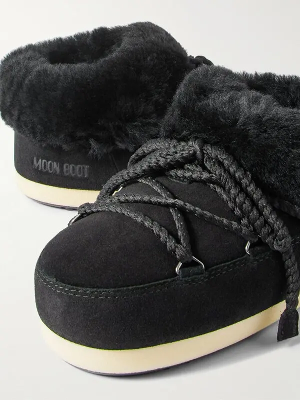 Moon Boot Evx Shearling-trimmed Suede Mules