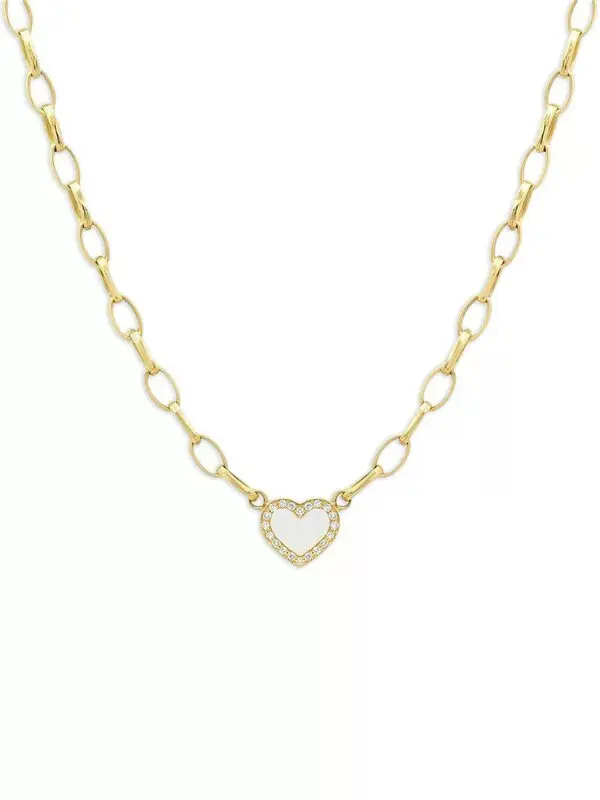 JENNIFER MEYER Edith Diamond And Pearl Heart Necklace - Gold