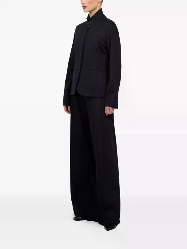 HANNES ROETHER Stand-up Collared Pinstripe Jacket