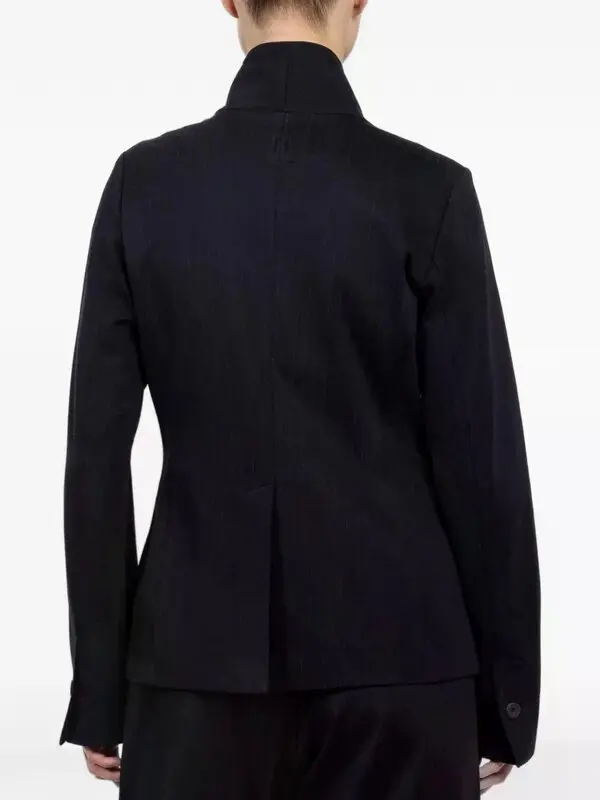 HANNES ROETHER Stand-up Collared Pinstripe Jacket