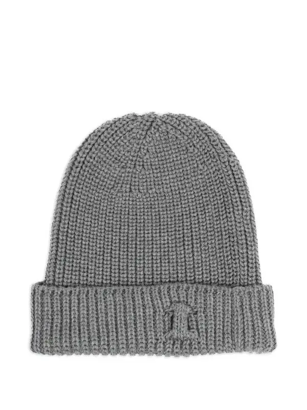 HANNES ROETHER Ribbed Virgin Wool Beanie - Grey