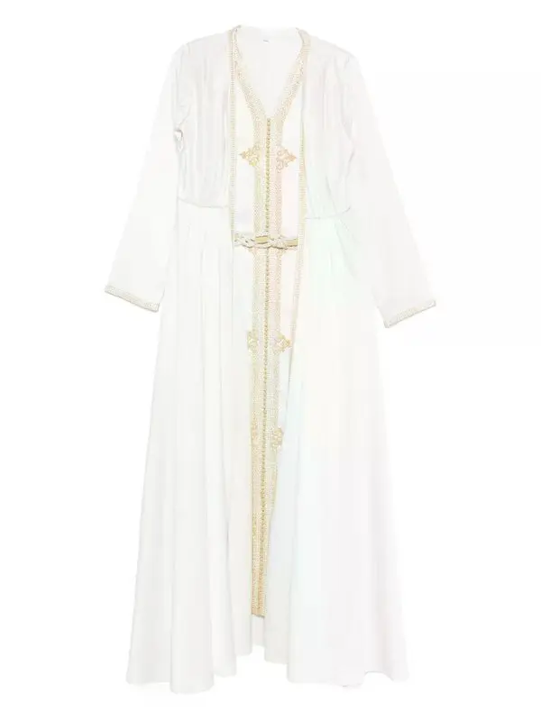 REEM AL DHAHERI Embroidered Kaftan Set - White