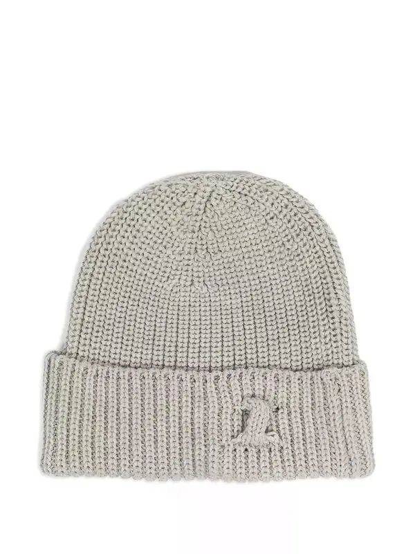 HANNES ROETHER Ribbed Virgin Wool Beanie - Grey