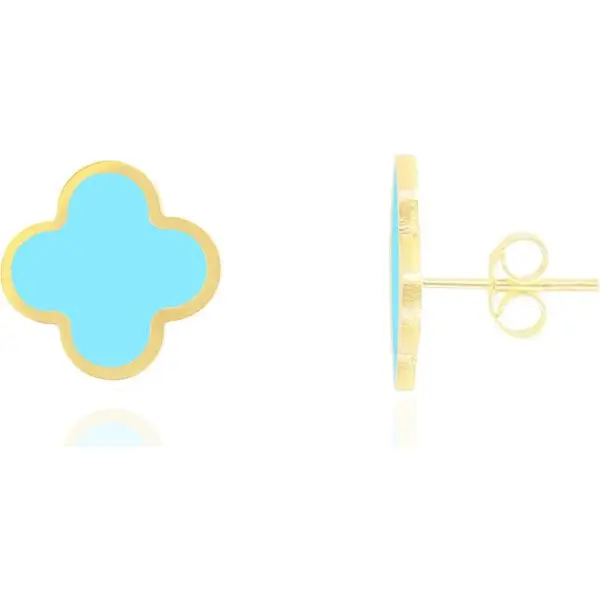 THE LOVERY Clover Stud Earrings - Turquoise