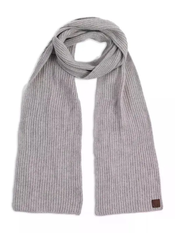 Eleventy Logo-patch Ribbed Scarf - Grey