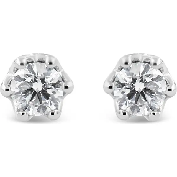 HAUS OF BRILLIANCE 14k Gold 1/2 Cttw Round Diamond Crown Stud Earrings - White