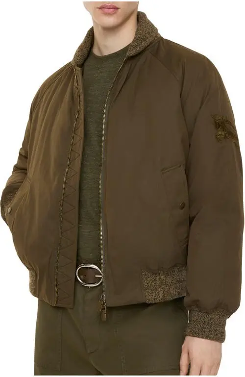 Burberry Gabardine Bomber Jacket - Thorn Green