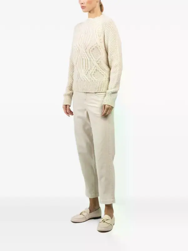 Eleventy Cable-knit Crew-neck Sweater