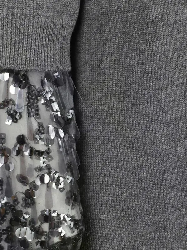 Brunello Cucinelli High-neck Sequin Embellished Knit Mini Dress