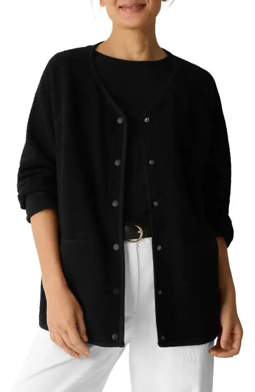Eileen Fisher Bouclé Snap Front Jacket