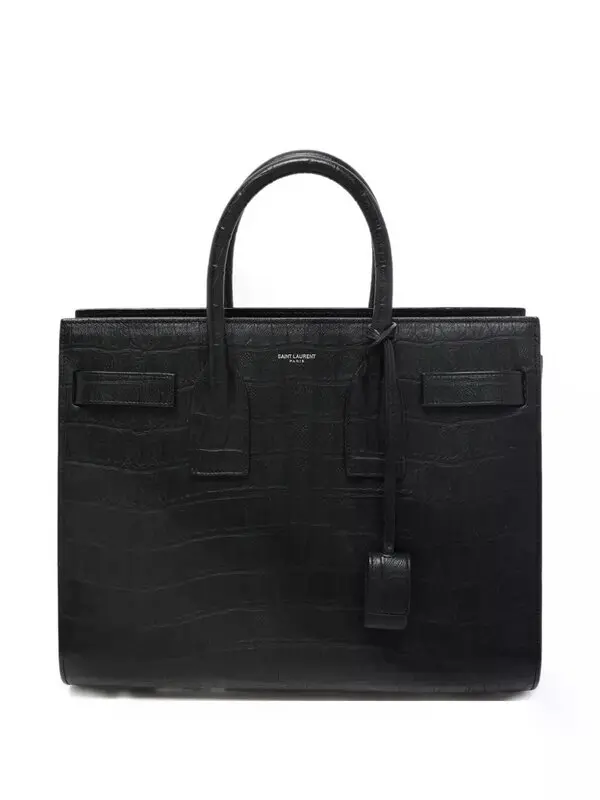 Saint Laurent Sac De Jour Croc-embossed Leather Tote Bag - Black