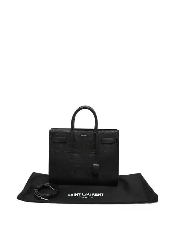 Saint Laurent Sac De Jour Croc-embossed Leather Tote Bag - Black