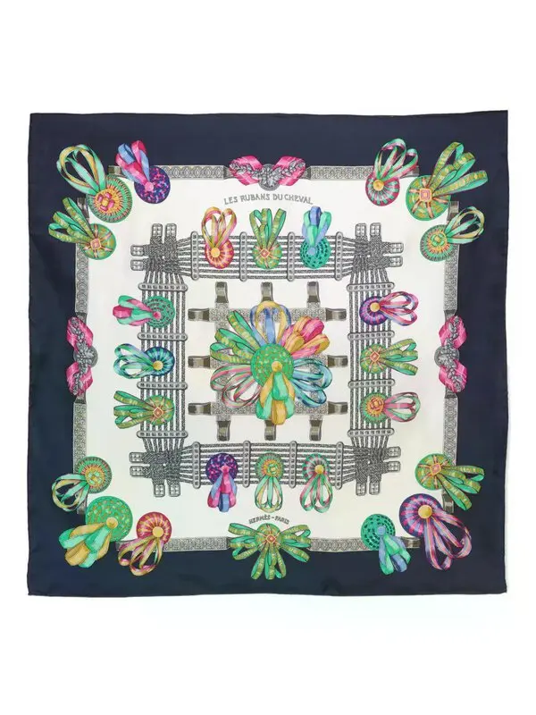 Hermès Embellished Silk Scarf - Blue