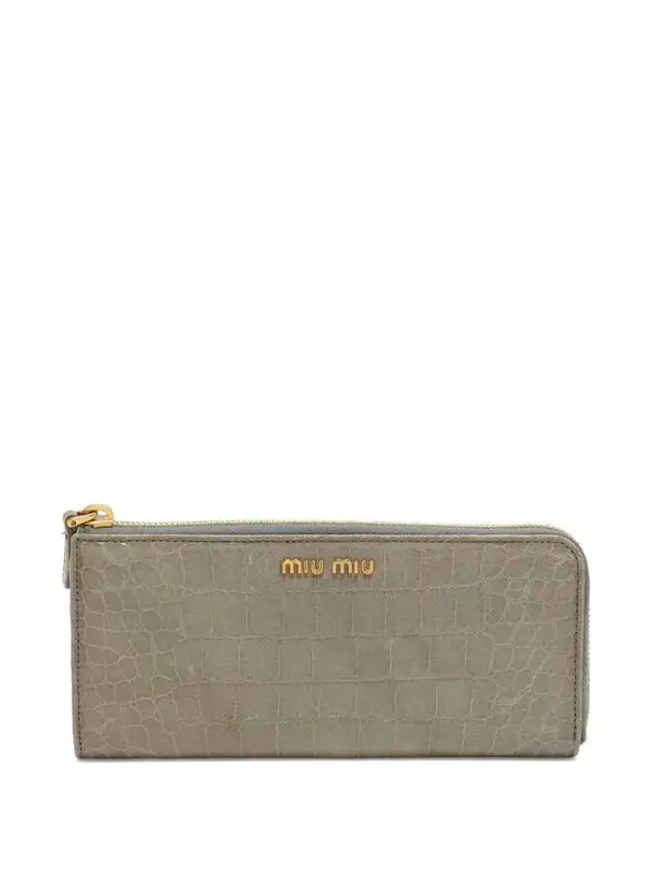 Miu Miu Embossed Zip-fastening Wallet - Grey