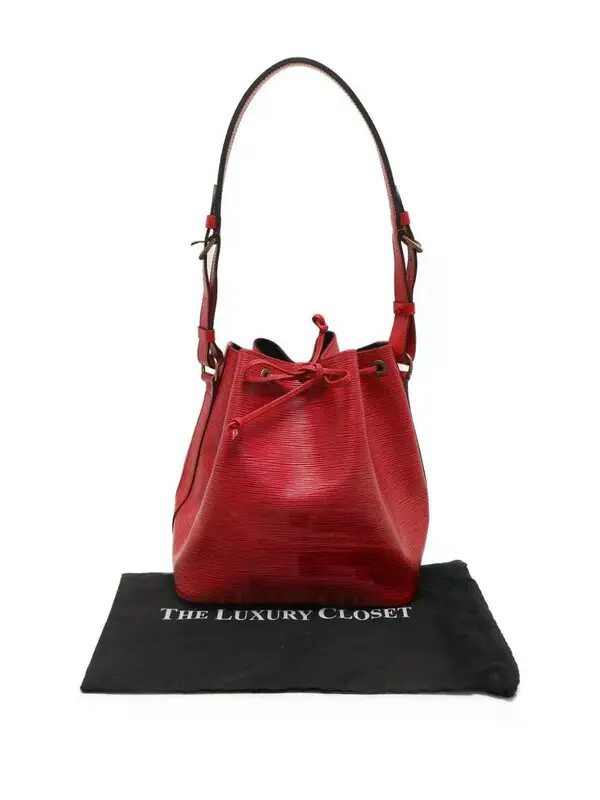 LOUIS VUITTON 1993 Petit Noe Leather Bucket Bag - Red