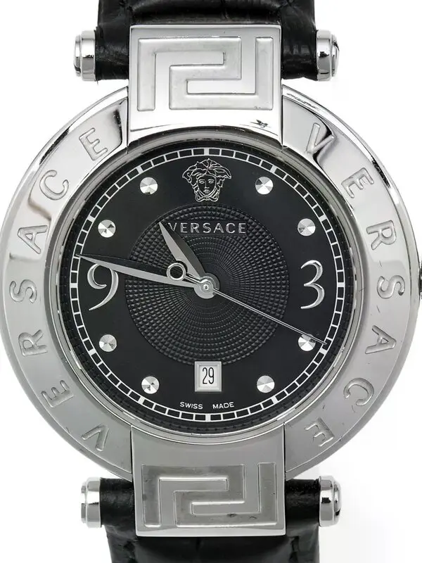 Versace Reve 68q Embossed 35mm Watch - Black | Editorialist display picture 3