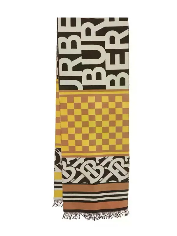 Burberry Checkerboard Wool Scarf - Brown