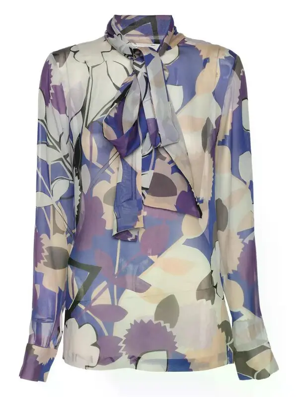 Diane Von Furstenberg Vintage Dariana Tie-neck Printed Shirt - Purple