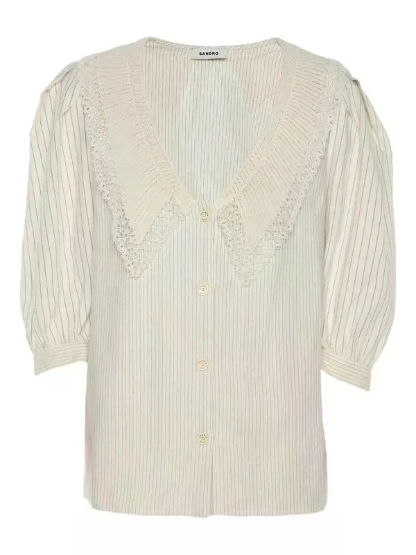 Sandro Striped Lace Blouse