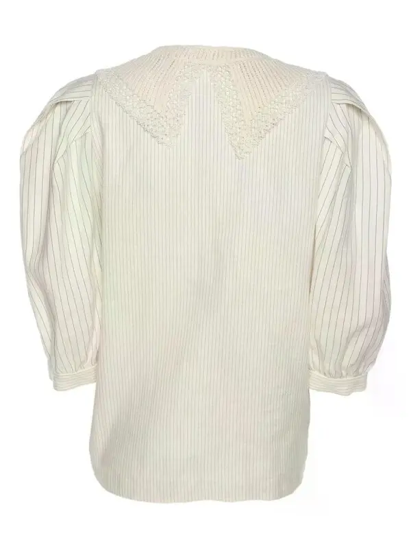 Sandro Striped Lace Blouse