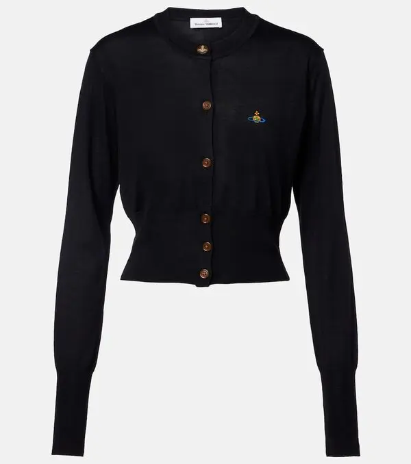 VIVIENNE WESTWOOD Bea Cropped Wool And Silk Cardigan - Black