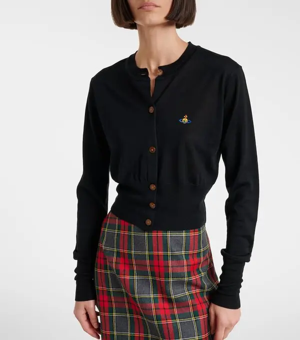VIVIENNE WESTWOOD Bea Cropped Wool And Silk Cardigan - Black