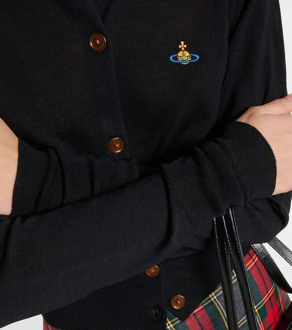 VIVIENNE WESTWOOD Bea Cropped Wool And Silk Cardigan - Black