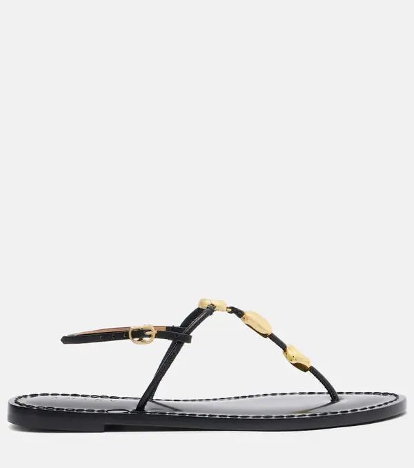 AMANU Nairobi Leather Thong Sandals - Black