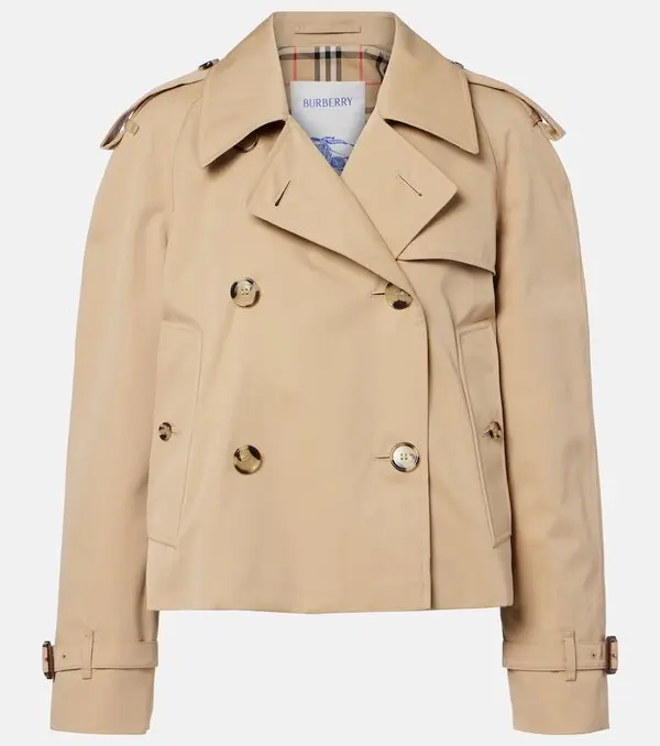Burberry Cropped Cotton Gabardine Jacket - Beige