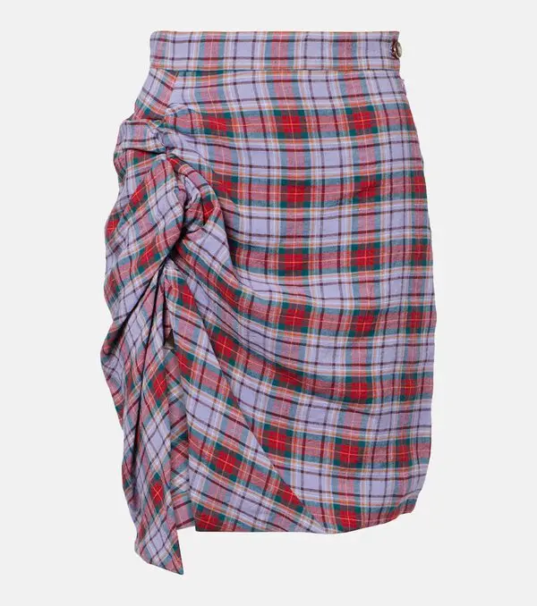 VIVIENNE WESTWOOD Panther Gathered Linen Miniskirt - Multicoloured
